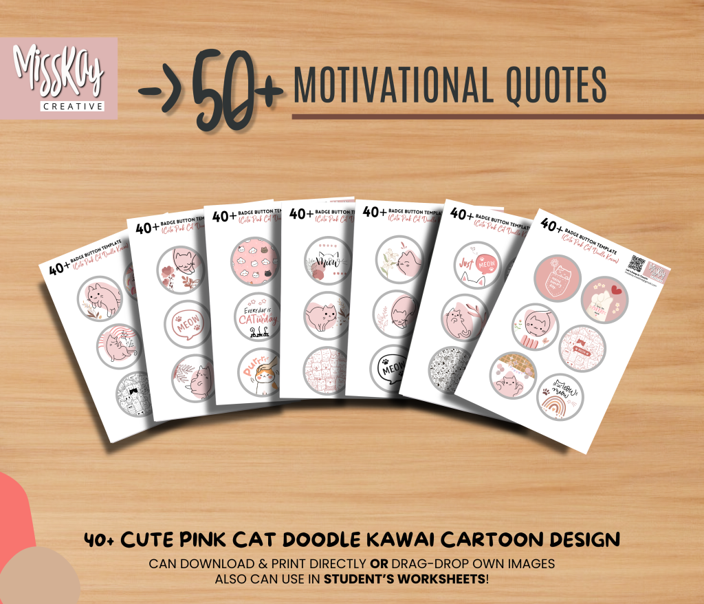 40+ Cute Doodle Kawaii Button Badge Template (Done For You) - Digylearn