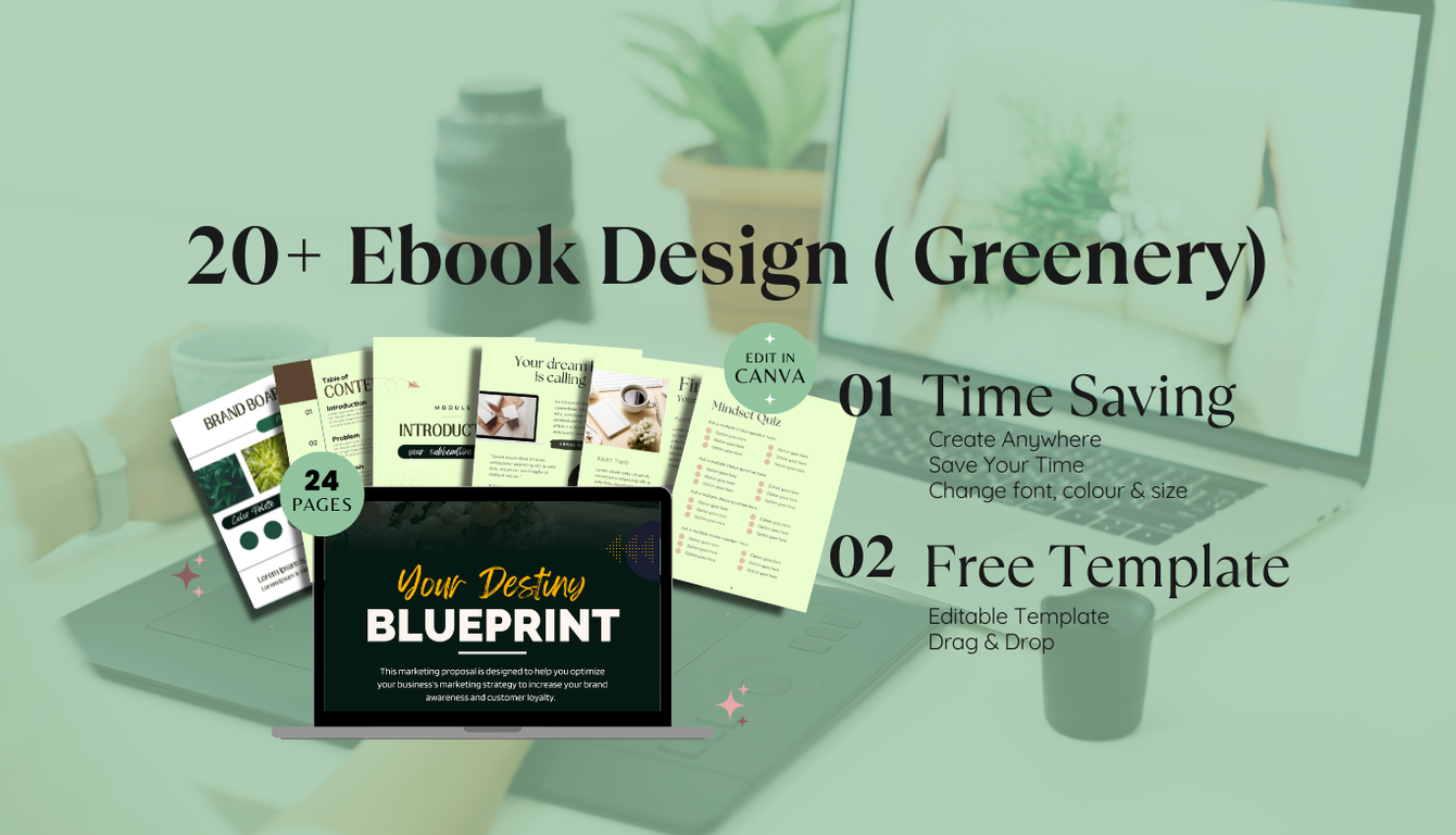 20+ Editable Template Ebook Design Theme Greenery - Digylearn