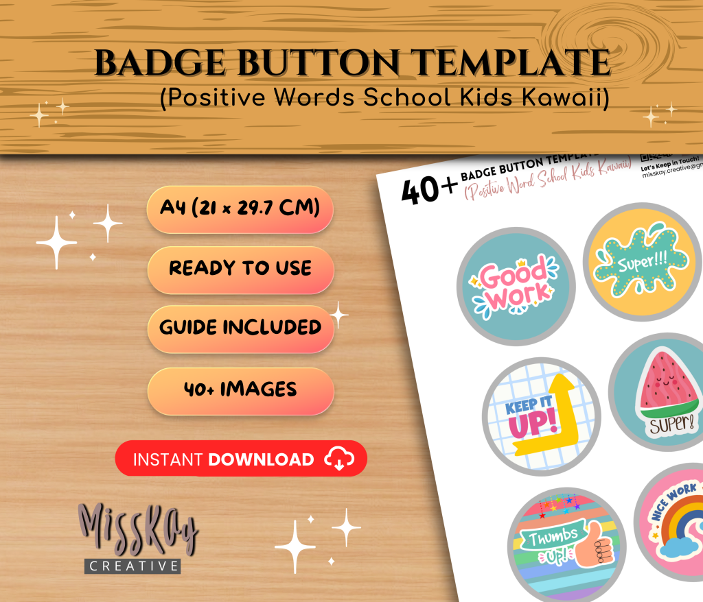 40+ Positive Word Affirmation Button Badge Template (Done For You ...
