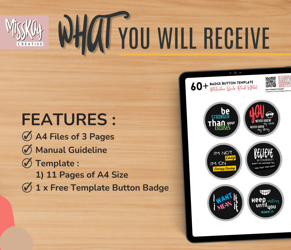 60+ Motivation Quotes Black Button Badge Template (Done For You ...
